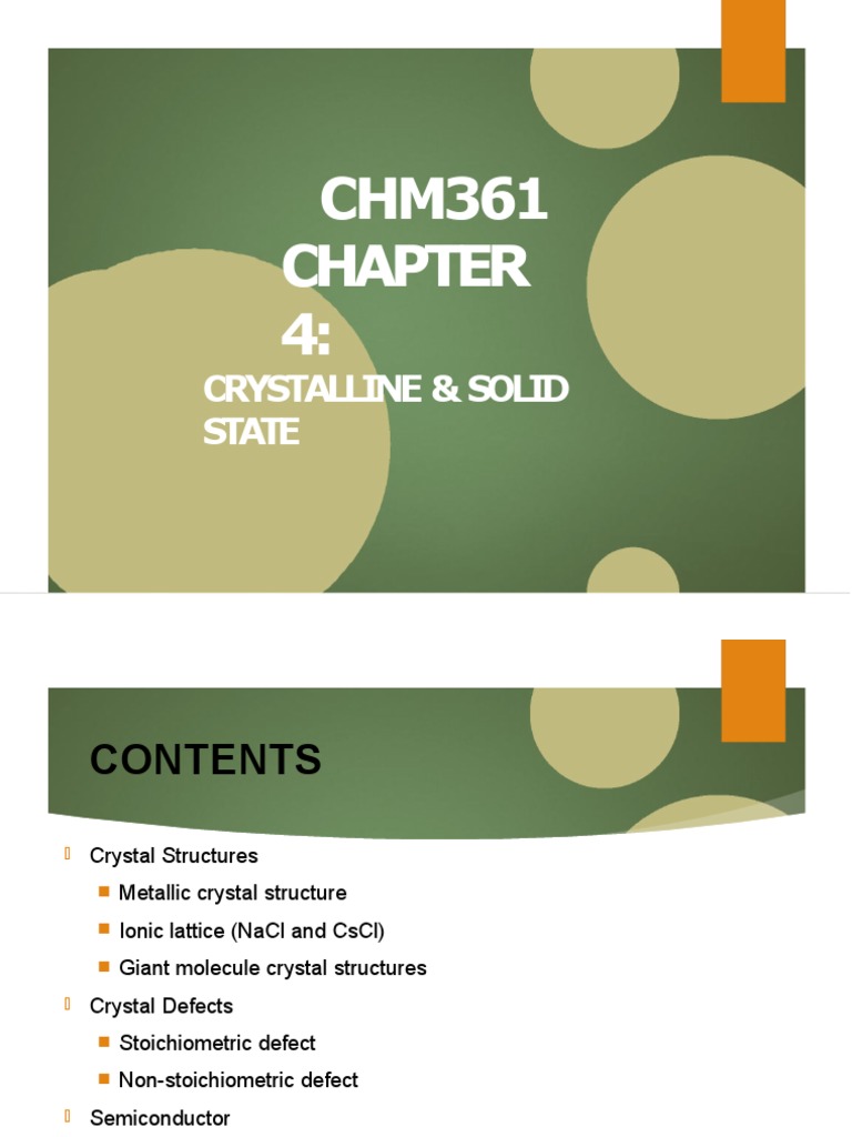 CHM361-CHAPTER 3 Crystalline & Solid State | PDF | Crystal Structure | Semiconductors