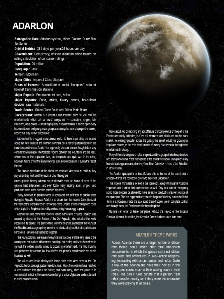 Minos Cluster Planet Profiles PDF | PDF | Galactic Empire (Star Wars ...