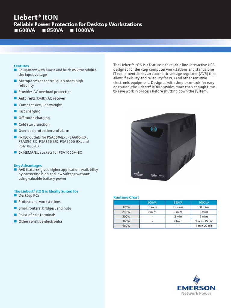 Liebert ItON Data Sheet PDF | Download Free PDF | Power Supply | Frequency