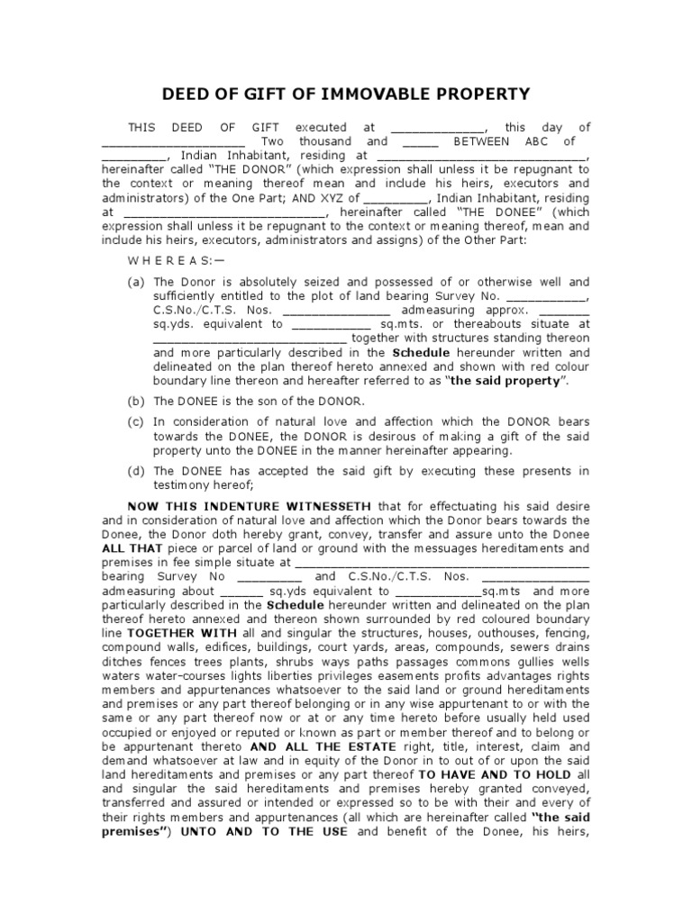 Gift Deed | PDF | Deed | Private Law