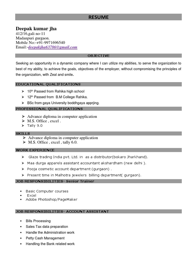 RESUME Deepak | PDF | Business