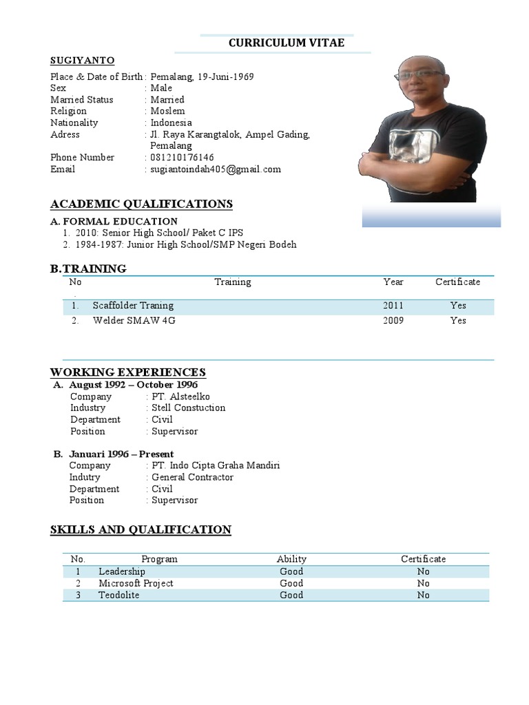 Contoh CV Mandor | PDF