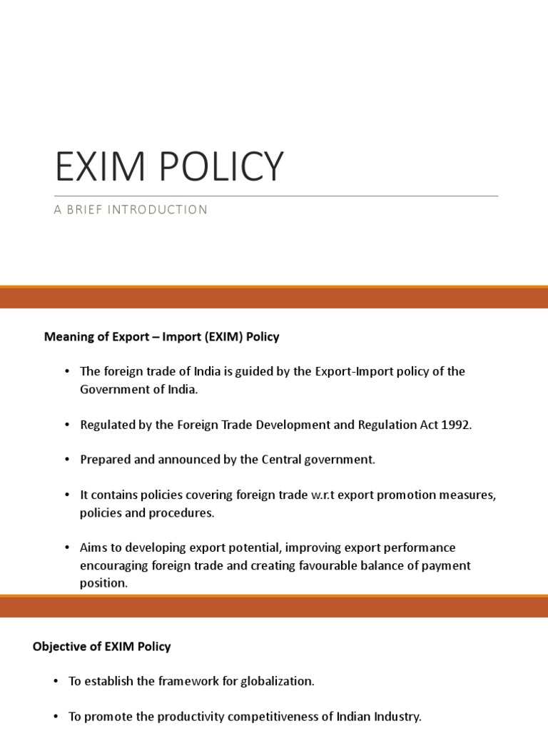 Exim Policy: A Brief Introduction | PDF | Trade | Devaluation