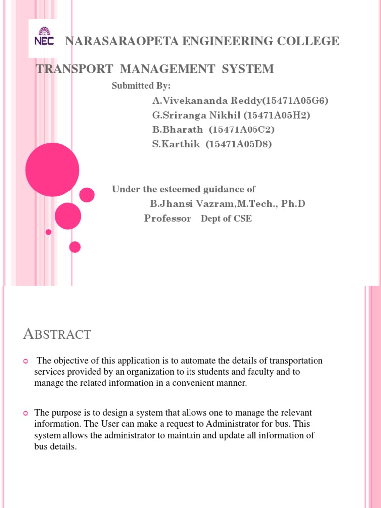 College Transport System Guide | PDF | Information Retrieval ...
