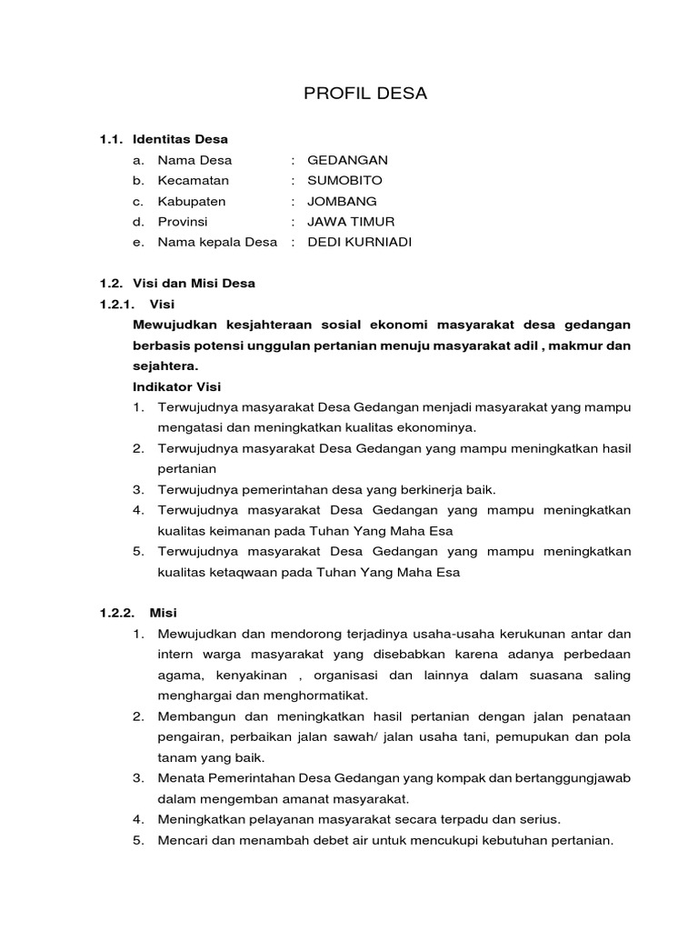 Profil Desa Gedangan, Jombang | PDF
