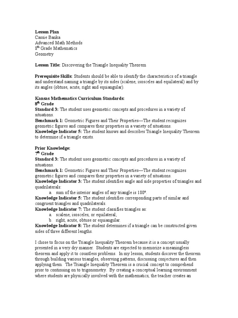 Discovering the Triangle Inequality Theorem Through Hands-On ...