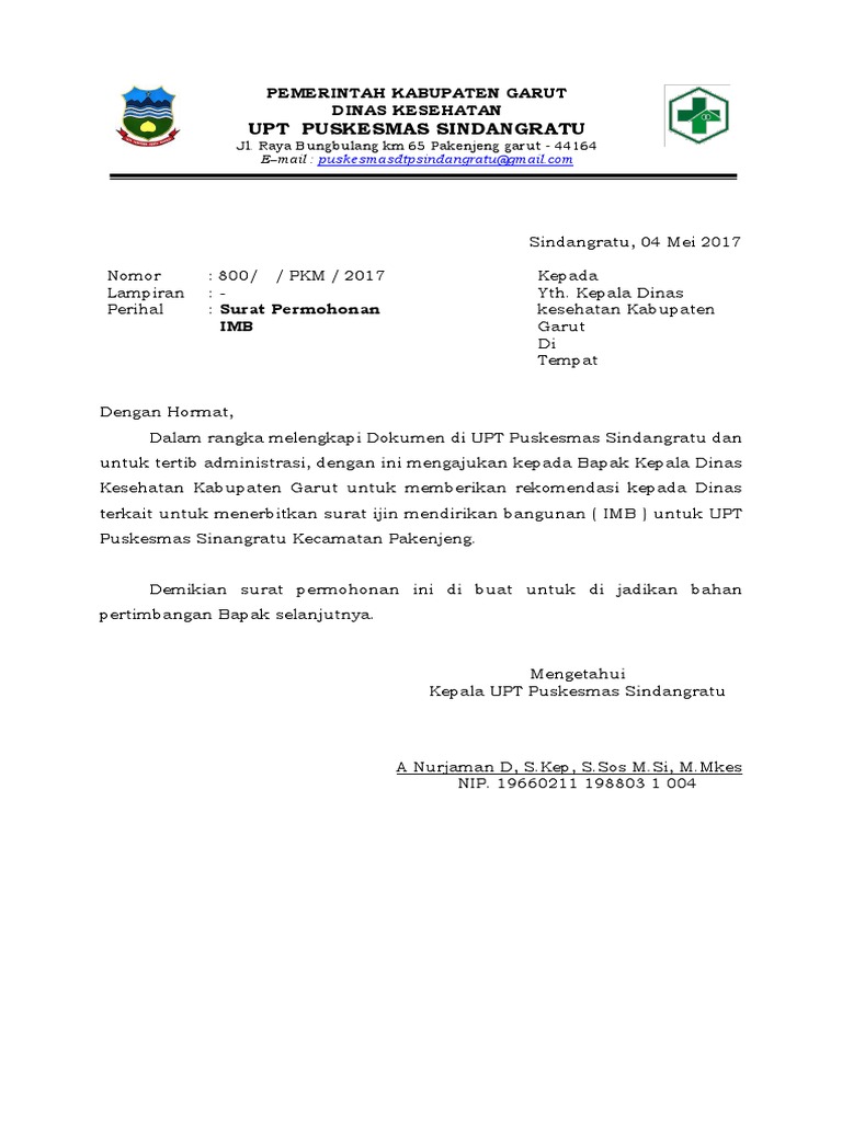 Ep 2.1.1.2 Surat Permohonan Imb | PDF