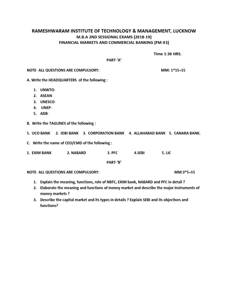 Question Paper of MBA Second Year | PDF | Economies | Business