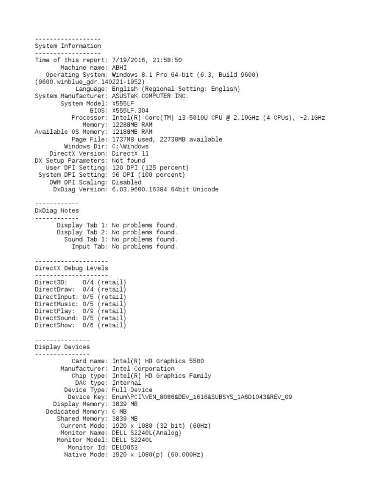 DX Diag | PDF | Device Driver | Codec