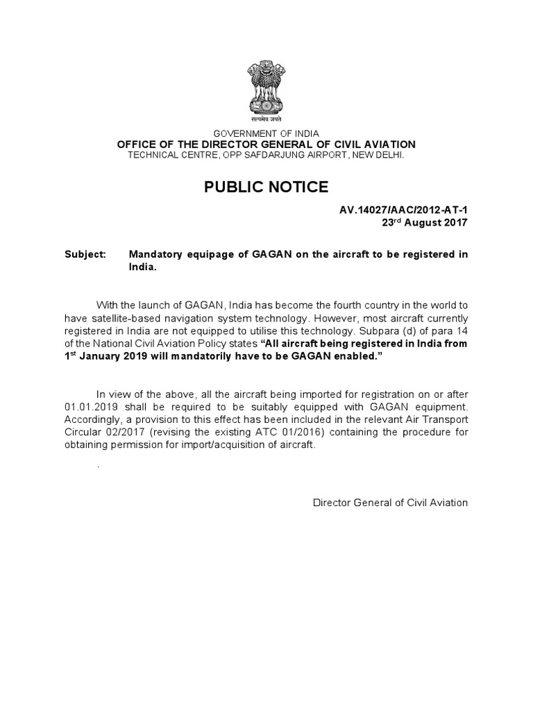 Public Notice: Government of India Technical Centre, Opp Safdarjung ...