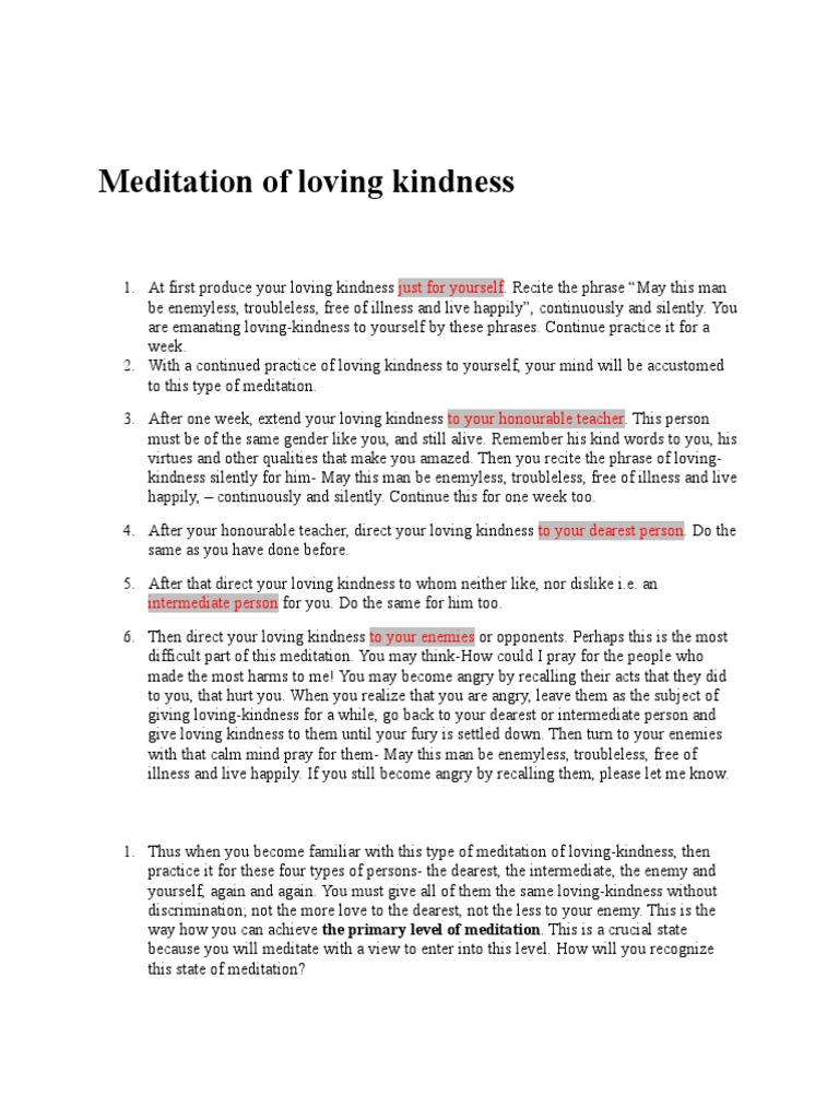 Meditation of Loving Kindness Guide | PDF | Vipassanā | Meditation
