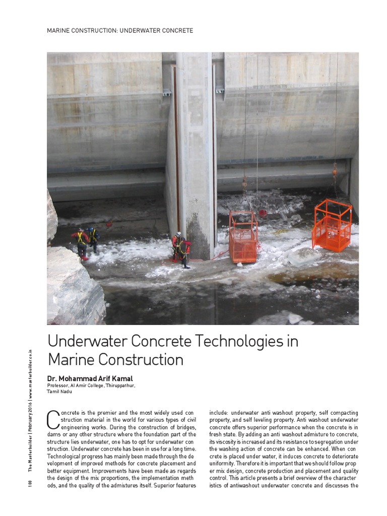 Underwater Concrete Technologies in Marine Construction | PDF ...