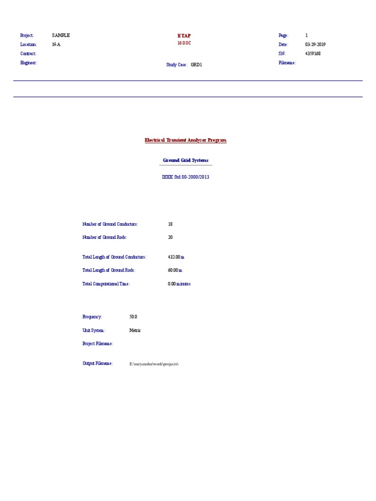 ETAP Sample Report | PDF | Electrical Resistivity And Conductivity | Soil