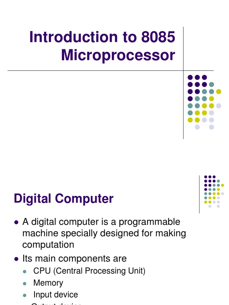 Introduction To 8085 Microprocessor Dr P Yogesh Pdf Central Processing Unit Computer Science