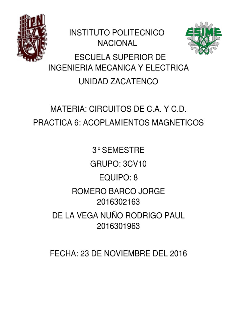 Practica 6 | PDF | Inductor | Corriente eléctrica