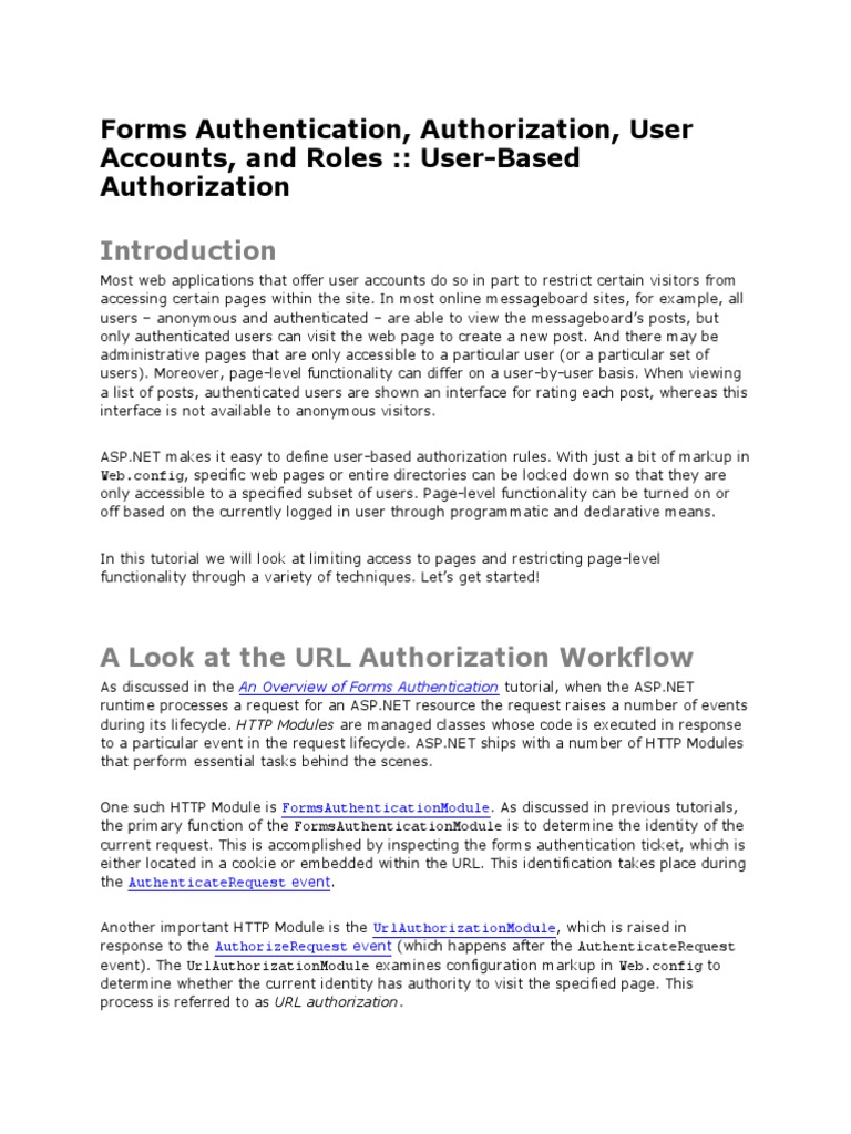 Aspnet Tutorial07 UserAuth VB | PDF | Internet Information Services | Class (Computer Programming)