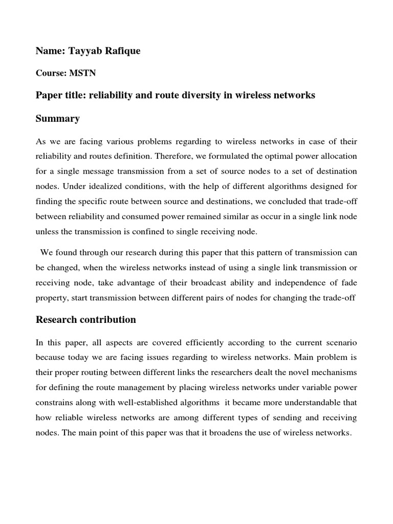 Tayyab | PDF | Wireless Network | Reliability Engineering