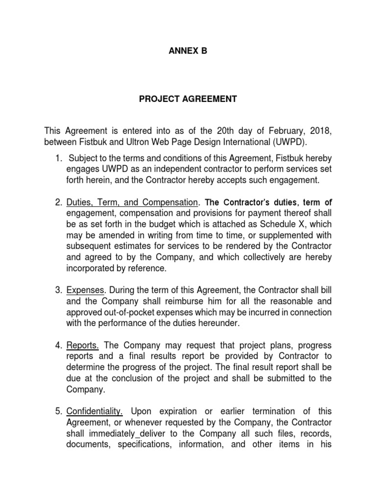 Annex B | PDF | Independent Contractor | Employee Benefits