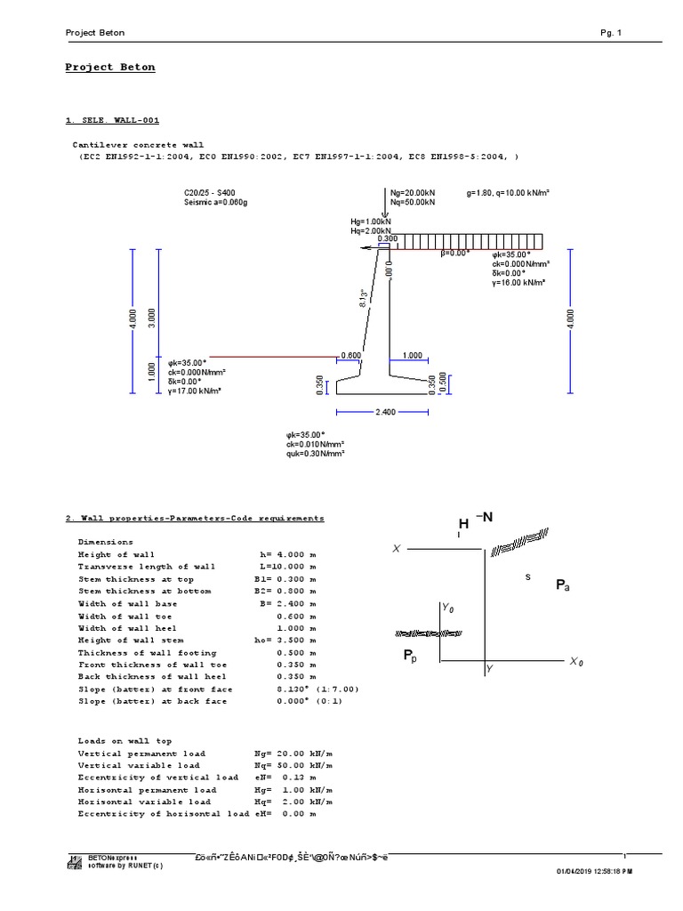 Cantilever Retaining Wall Design | PDF | Geotechnical Engineering | Soil