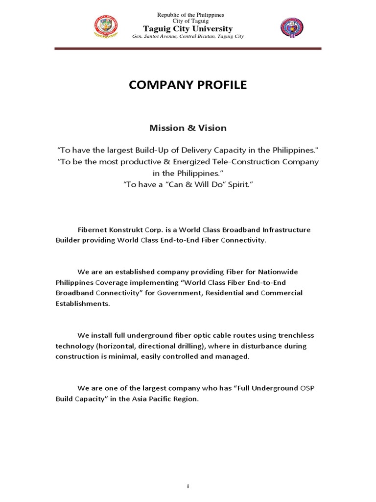 Fibernet Konstrukt Corp. Profile | PDF | Computers