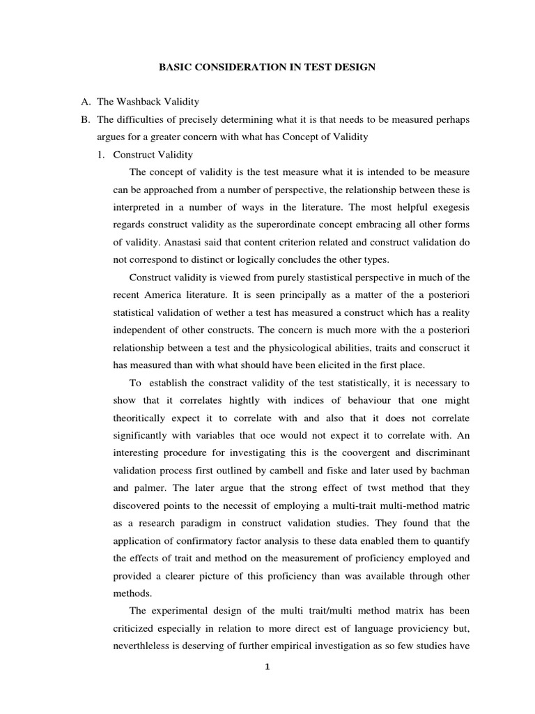 Basic Consideration in Test Design | PDF | Validity (Statistics ...