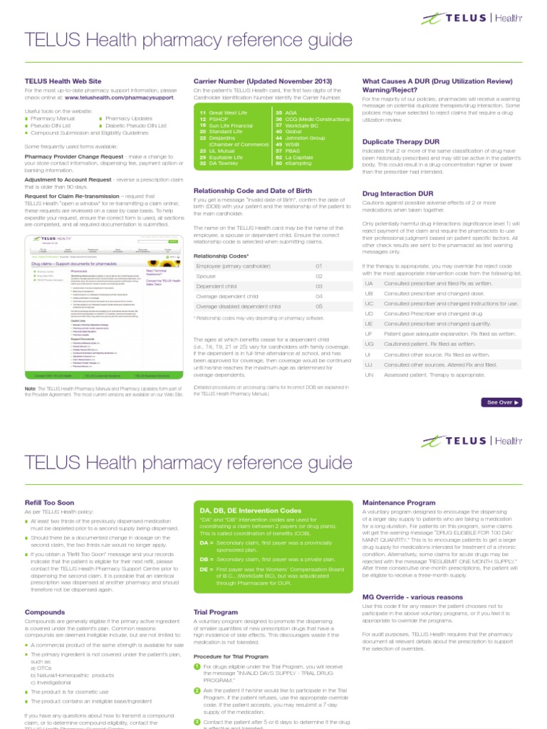 TELUS Health pharmacy guide | PDF | Pharmacy | Medical Prescription