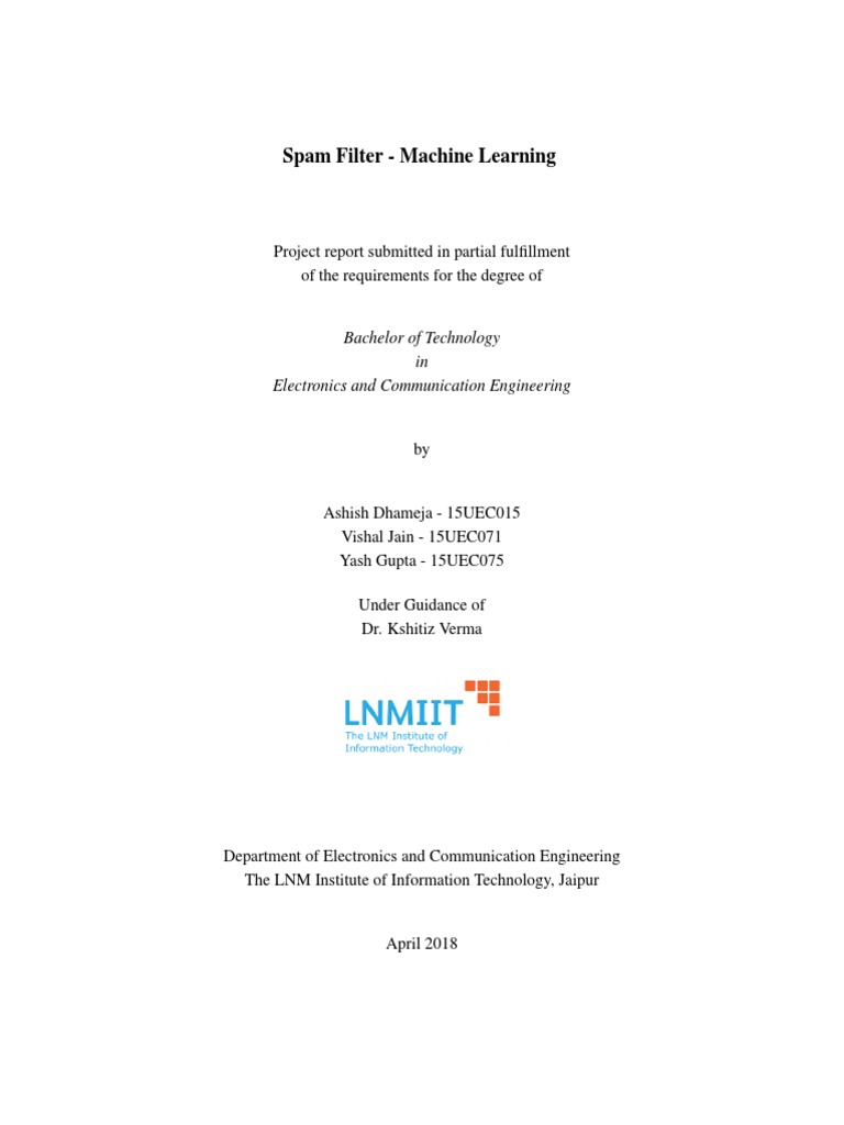 Spam Filter - Machine Learning | PDF | Artificial Neural Network ...