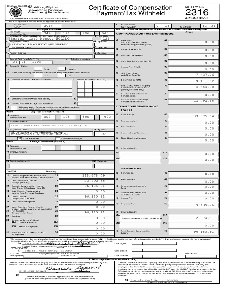 Certificate of Compensation Payment/Tax Withheld | PDF | Employment | Wage