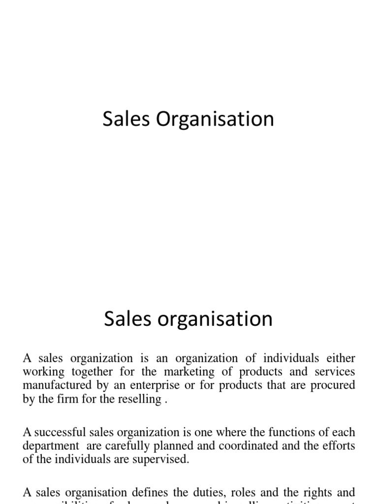 Sales Org Structure & Functions in 40 Characters | PDF | Sales | Marketing
