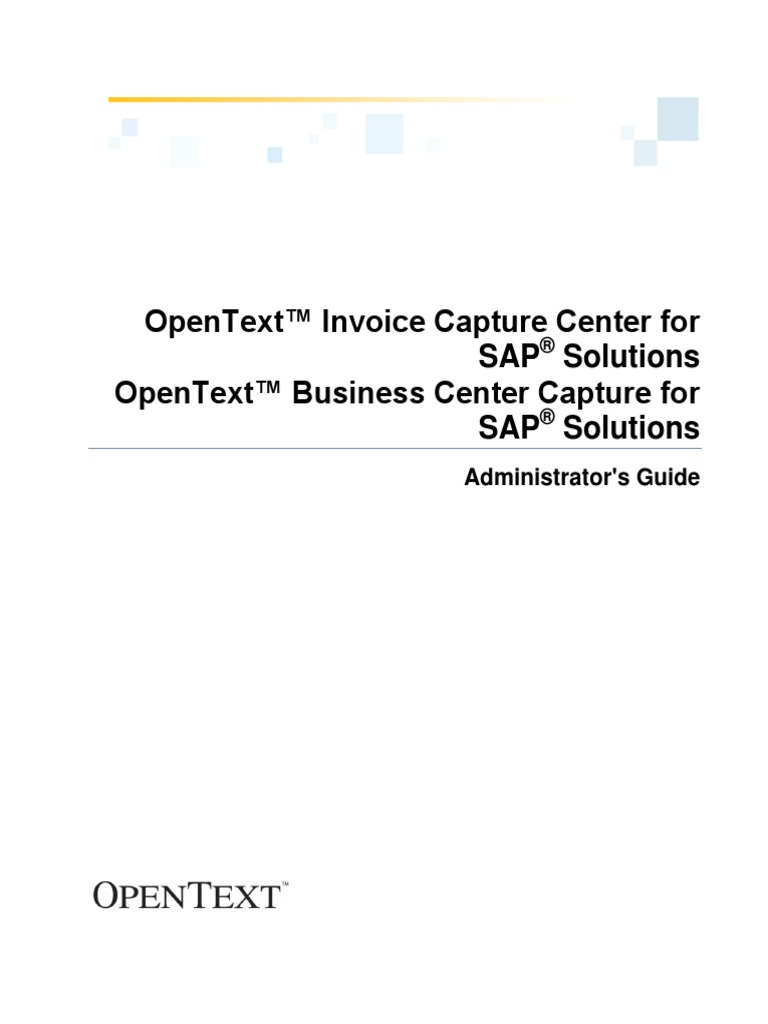 Opentext™ Invoice Capture Center For Sap Solutions Opentext™ Business ...