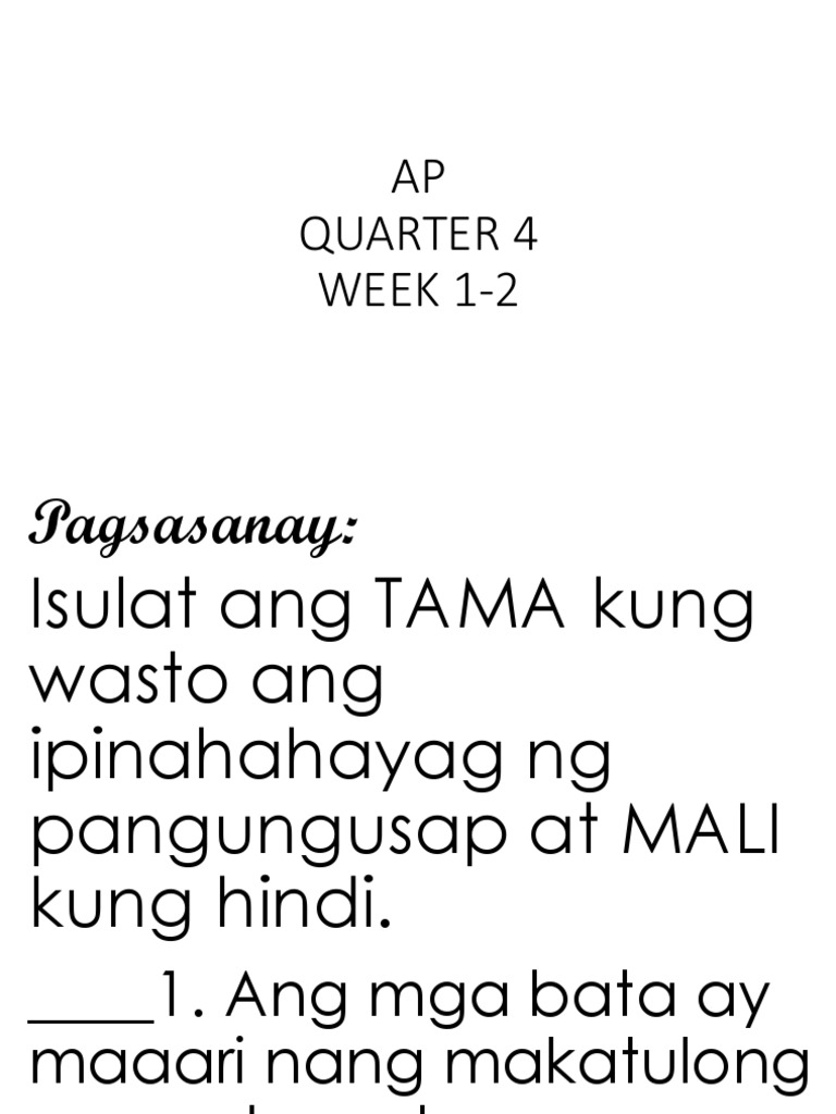 AP Quarter 4 WEEK 1-2 | PDF
