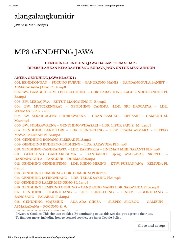 Mp3 Gendhing Jawa Alangalangkumitir Pdf Pdf Internet Privacy Computer Security Exploits