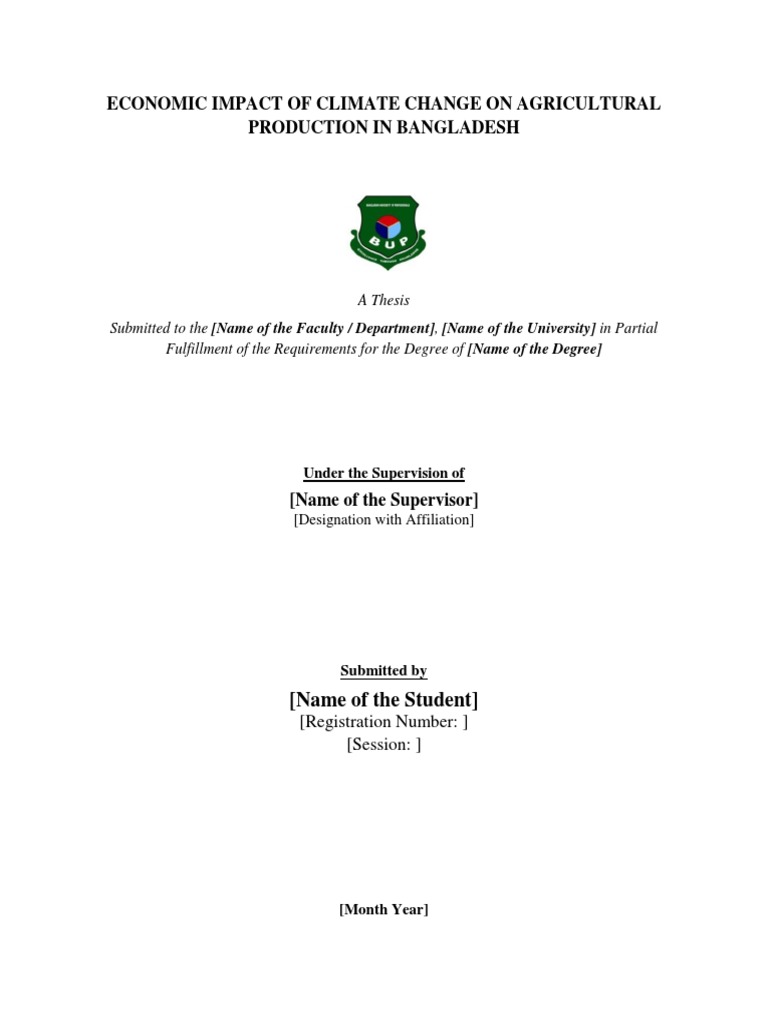 Economic Impact of Climate Change On Agricultural Production in ...