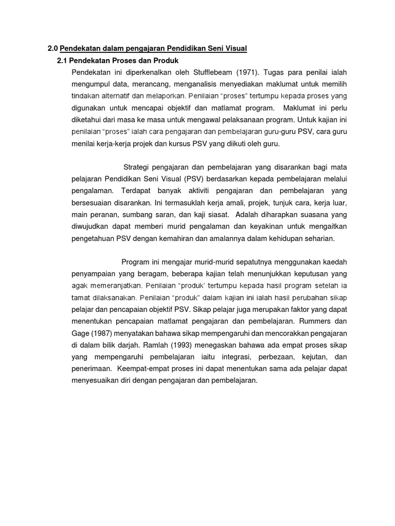 Pendekatan Dalam Pengajaran Pendidikan Seni Visual | PDF