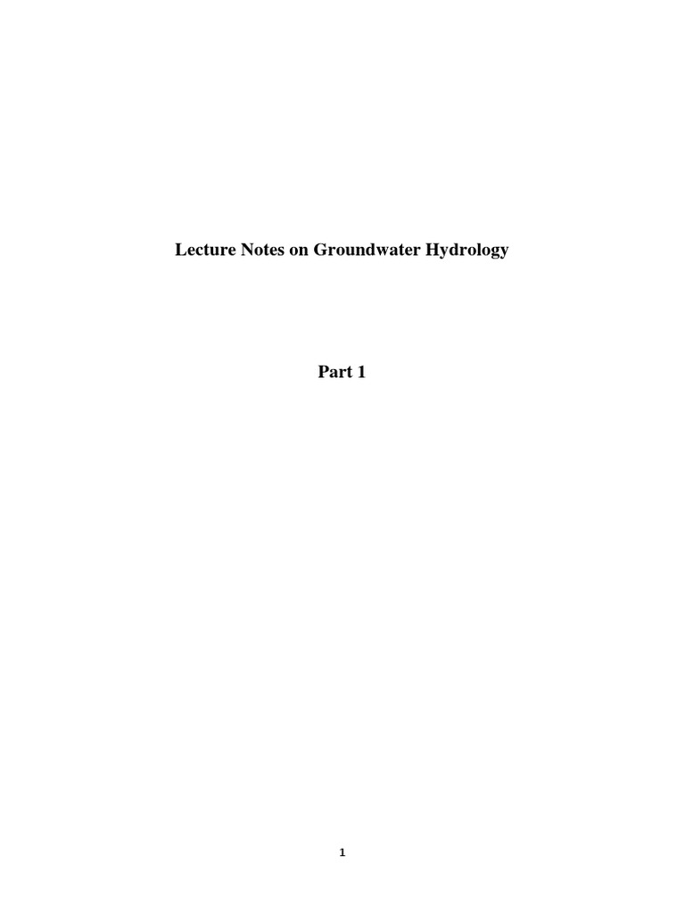 Lecture Notes On Groundwater Hydrology | PDF | Aquifer | Porosity