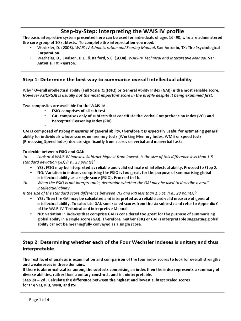Step-By-step WAIS IV Interpretation | Wechsler Adult Intelligence Scale ...
