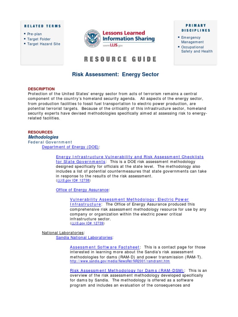 Risk Assessment: Energy Sector: Description | PDF | Risk Assessment ...