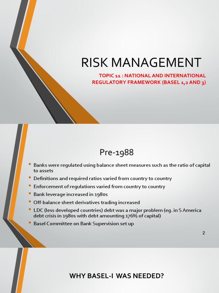 Risk Management: Topic 11: National and International Regulatory ...
