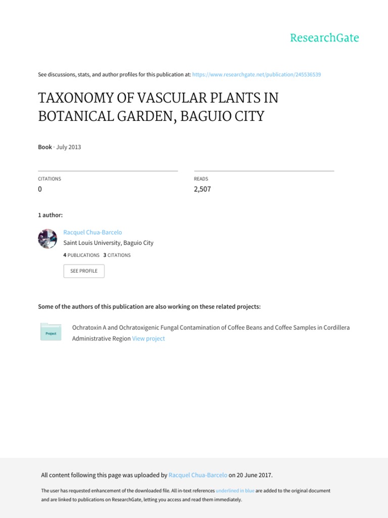 Taxonomy of Vascular Plants in Botanical Garden | PDF | Leaf | Branches ...