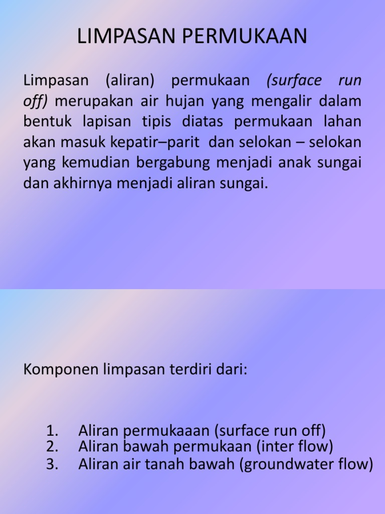 Limpasan Permukaan: Off) Merupakan Air Hujan Yang Mengalir Dalam | PDF