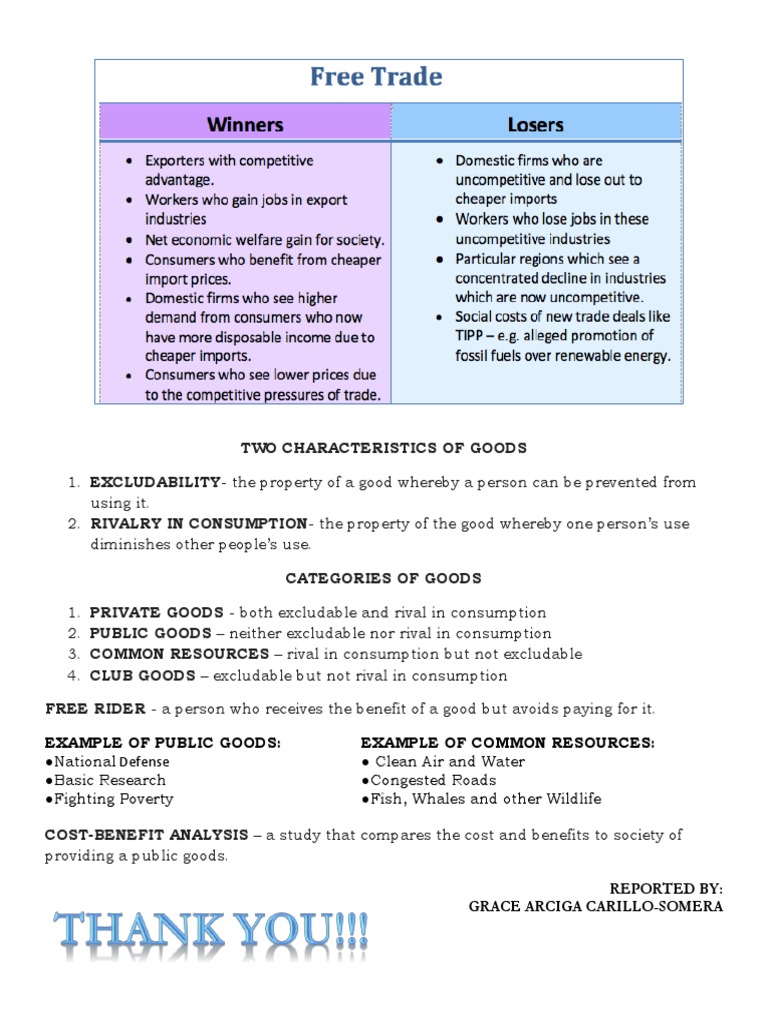 Two Characteristics of Goods: Example of Public Goods: Example of ...