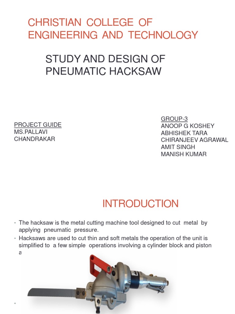 Pneumatic Hacksaw Design Guide | PDF | Piston | Actuator