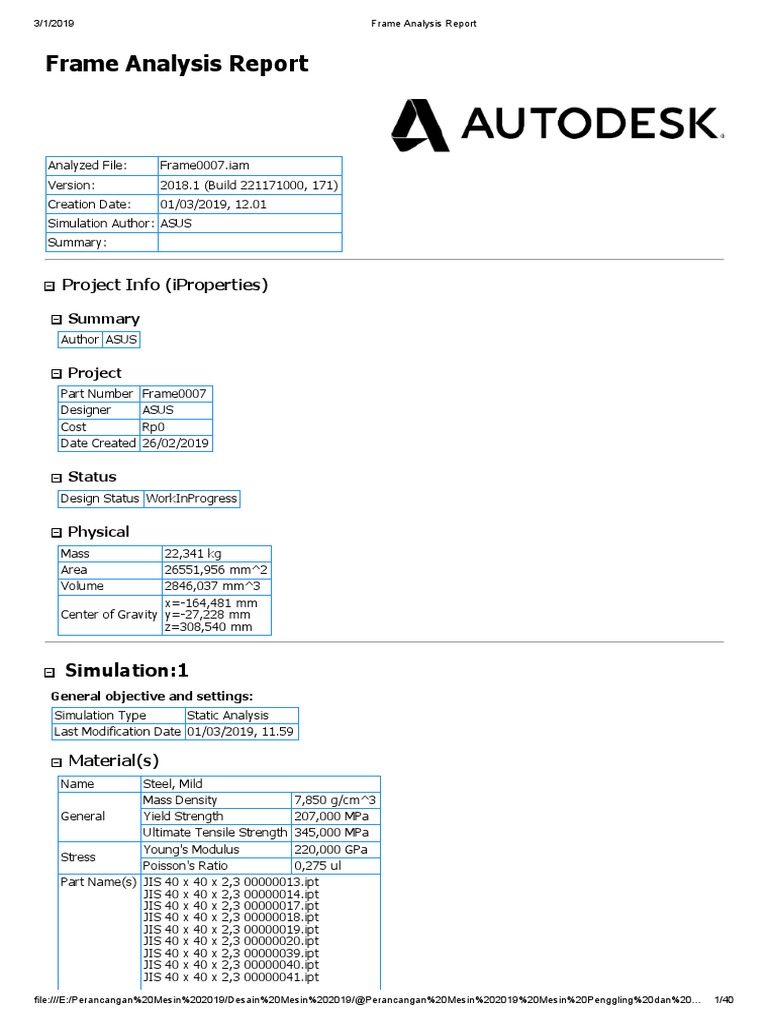 Frame Analysis Report | PDF | Euclidean Vector | Solid Mechanics