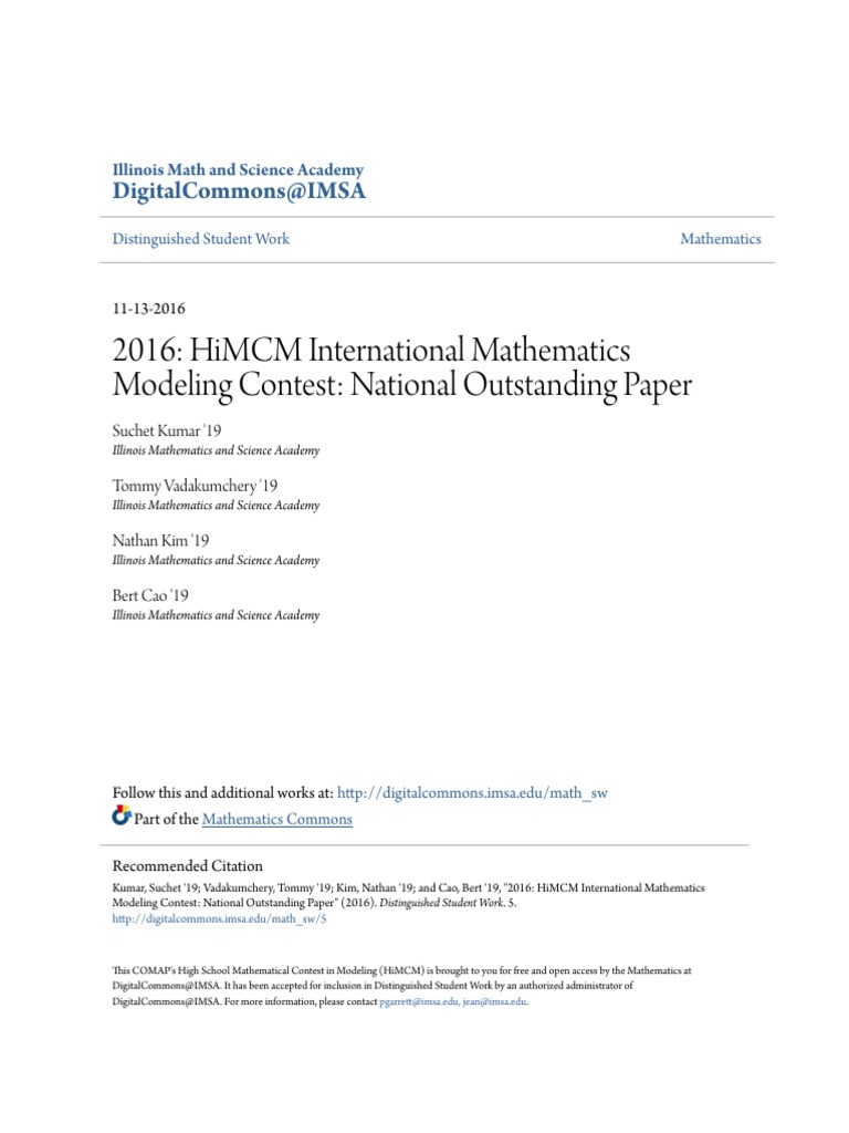 HIMCM National Outstanding | PDF | Genetic Algorithm | Mathematical ...