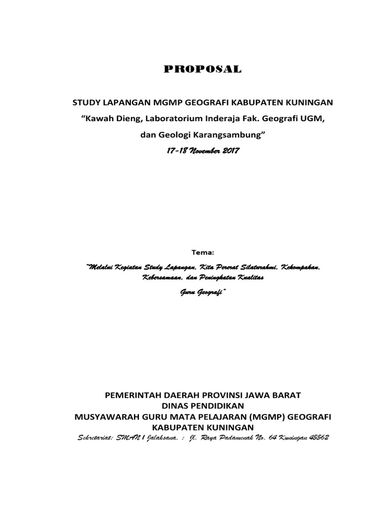Proposal Study Lapangan PDF | PDF