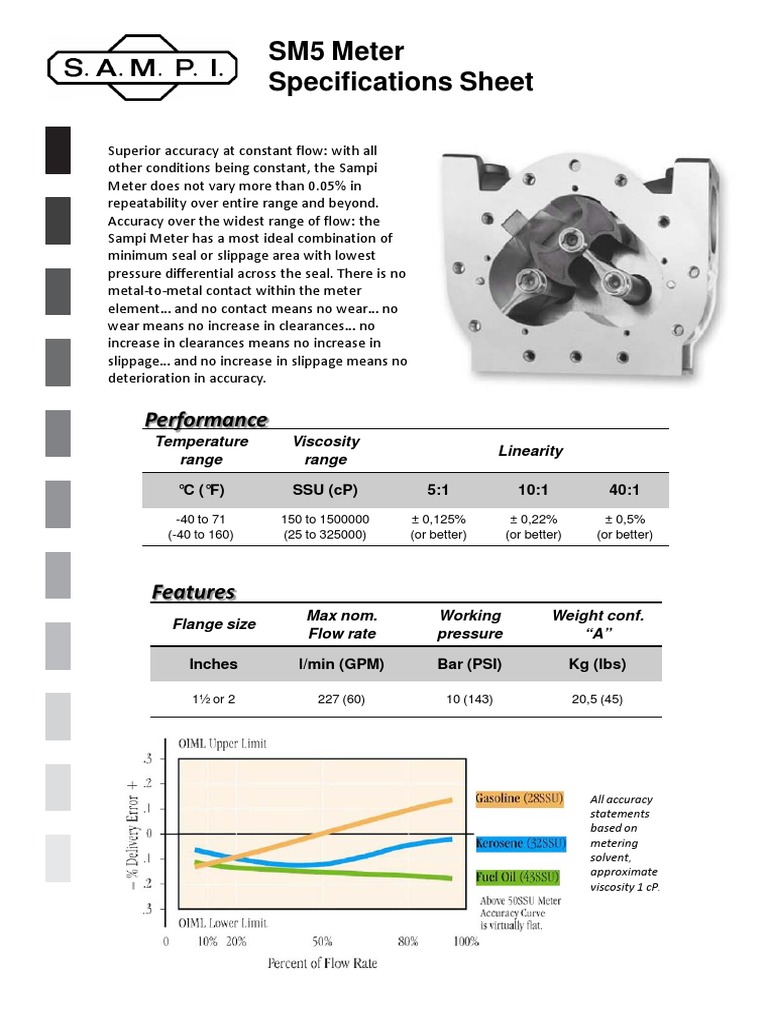 SM5 Meter Specifications Sheet: Performance | PDF | Flow Measurement ...