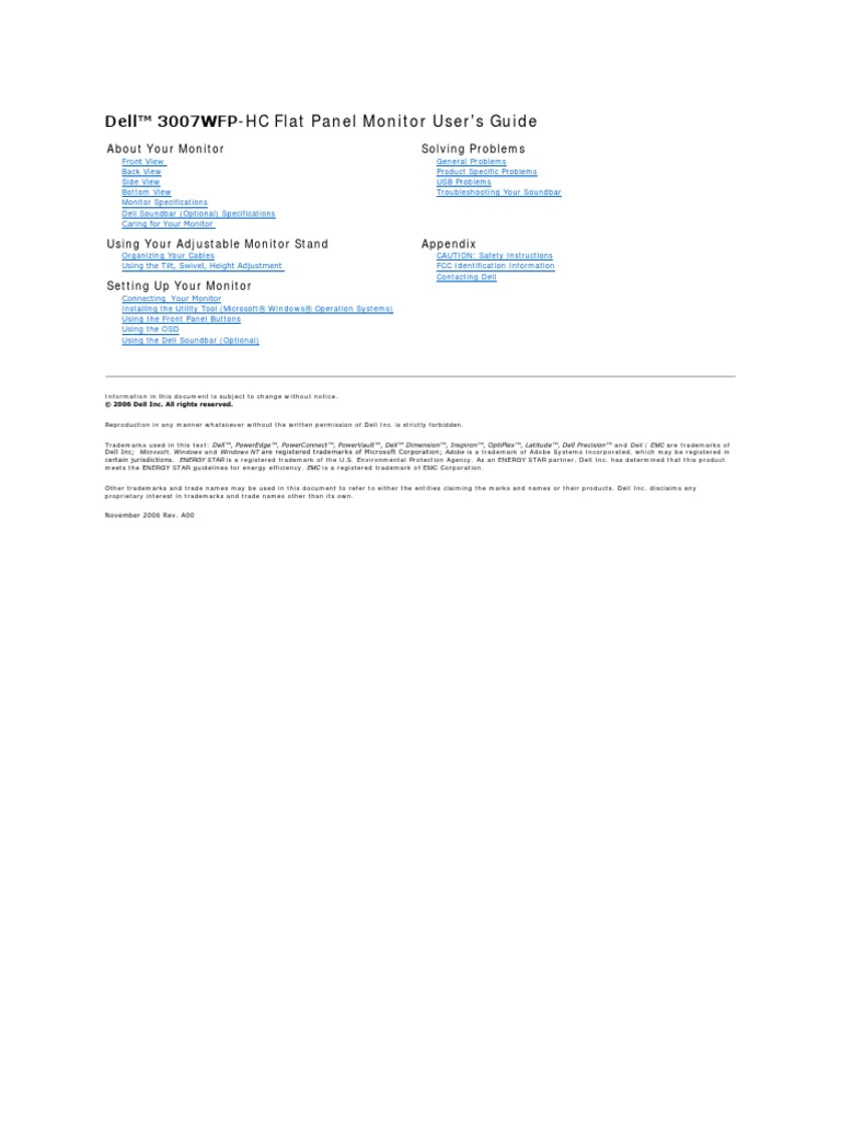 Dell 3007wfp HC Concept Guide en Us | PDF | Usb | Computer Engineering