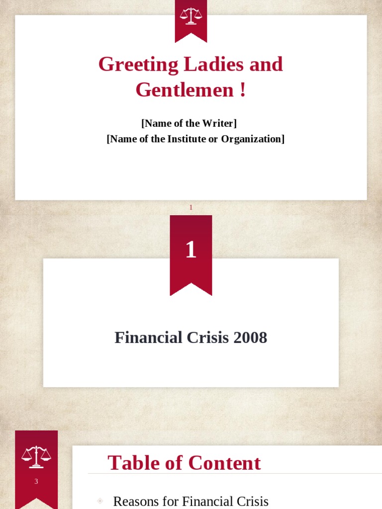 Presentation About Financial Crisis 2008 | PDF | Financial Crisis Of ...