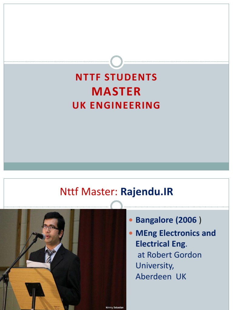 Master: NTTF Students Uk Engineering | PDF | Master Of Science ...