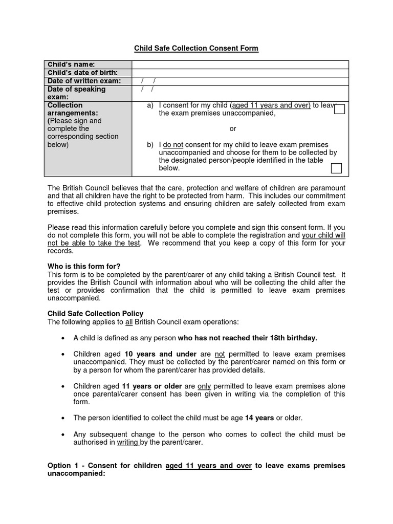 CIE-Child Safe Collection Consent Form | Download Free PDF | Identity ...